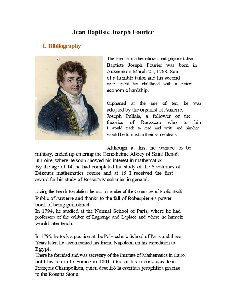 Jean Baptiste Joseph Fourier's Legacy | PDF | Fourier Series ...