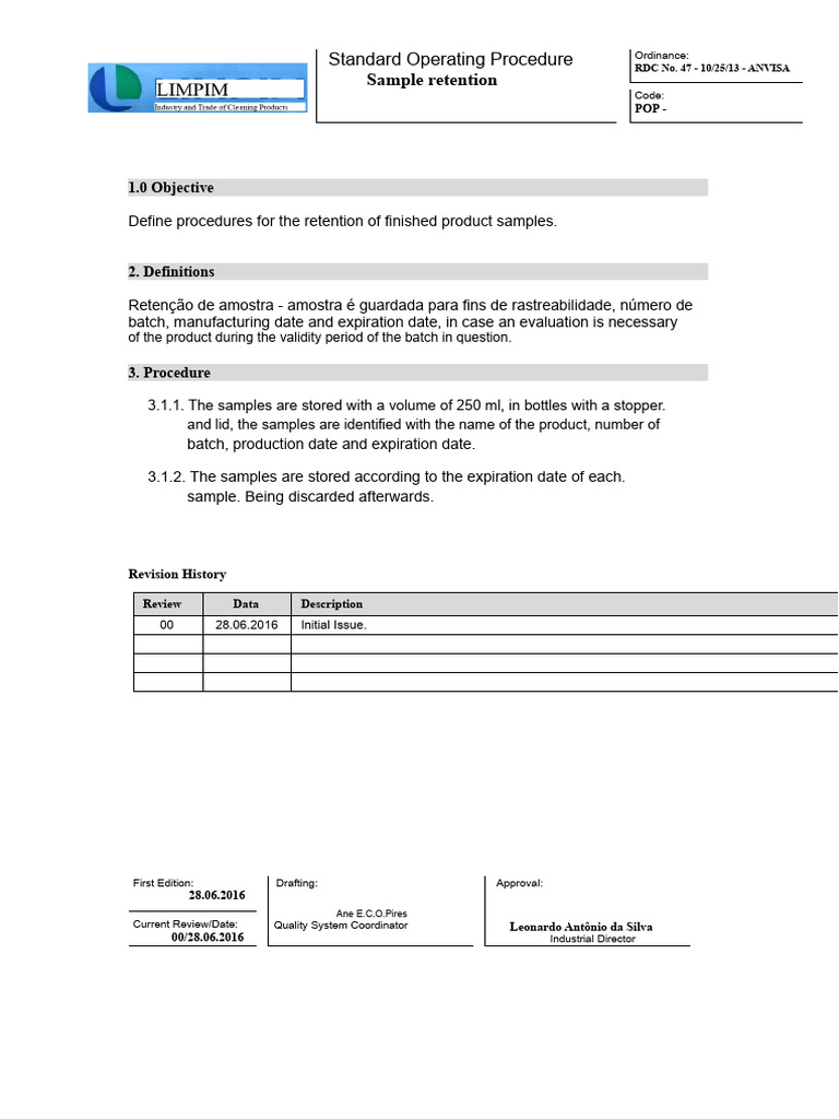 POP - Sample Retention | PDF