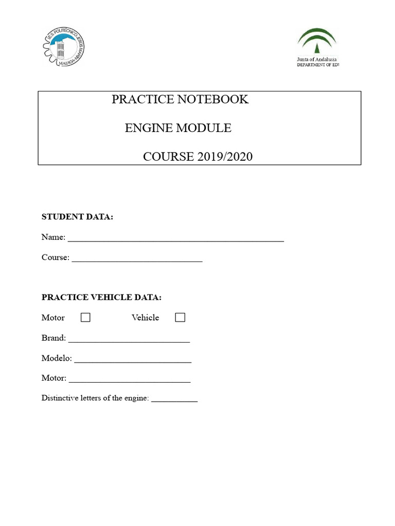 Workbook Practices Engines 19 20 | PDF | Belt (Mechanical) | Engines