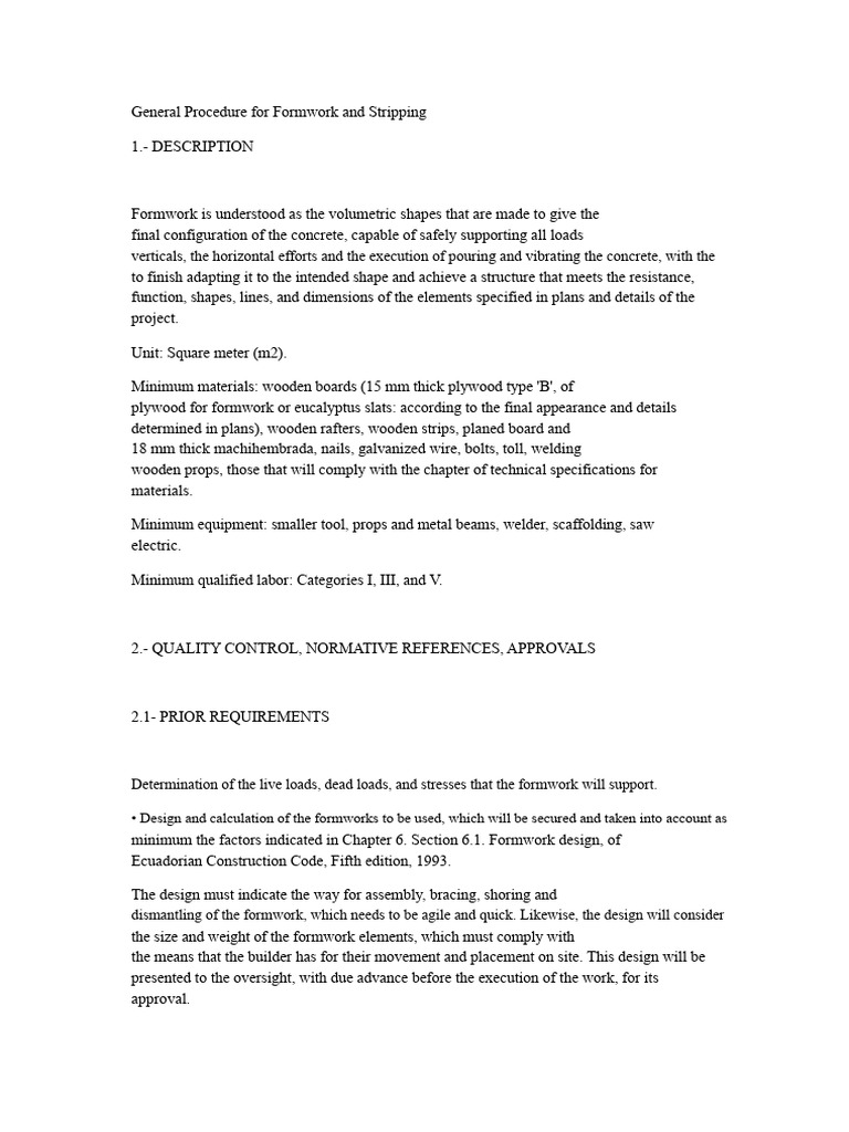 Formwork and Stripping Procedures Guide | PDF | Stairs | Concrete