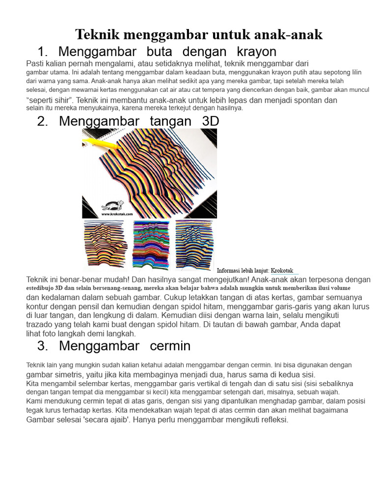 Teknik Menggambar Untuk Anak-Anak | PDF