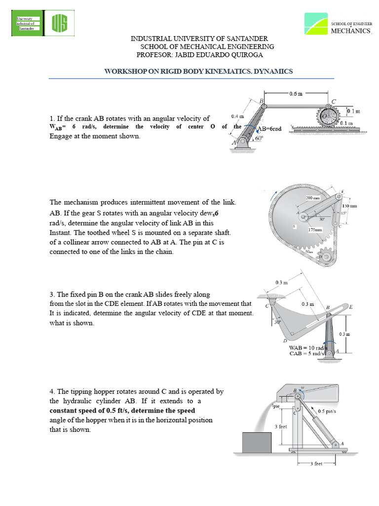 Rigid Body Kinematics Workshop | PDF | Kinematics | Velocity