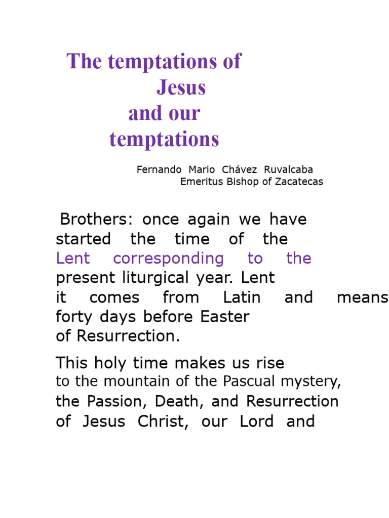 The temptations of Jesus and our temptations | PDF | Lent | Jesus