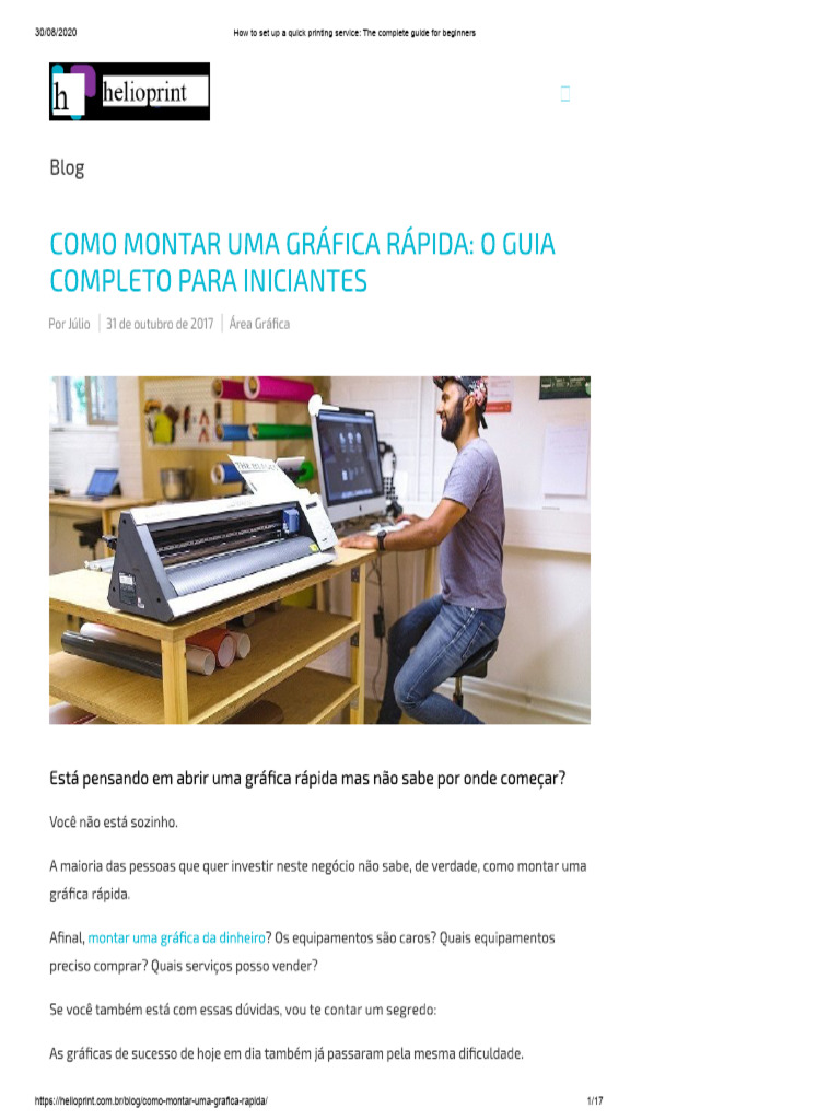 How to Set Up a Quick Print Shop: The Complete Guide for Beginners | PDF