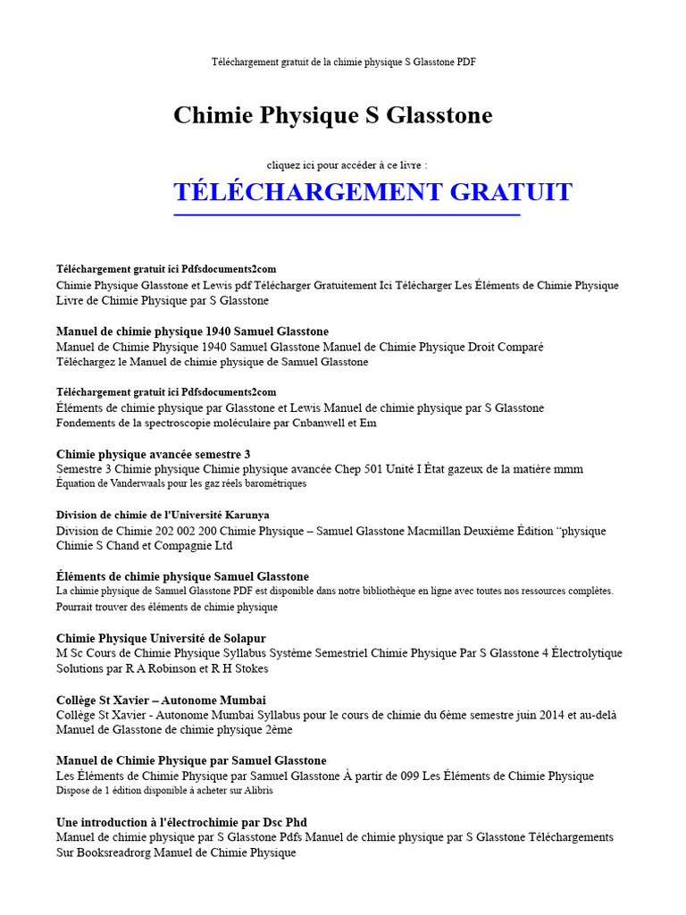 Téléchargement gratuit Chimie Physique Glasstone | PDF | Chimie ...