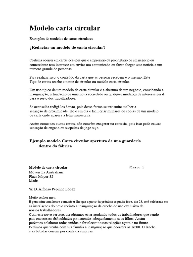 Modelos de Carta Circular para Negócios | PDF