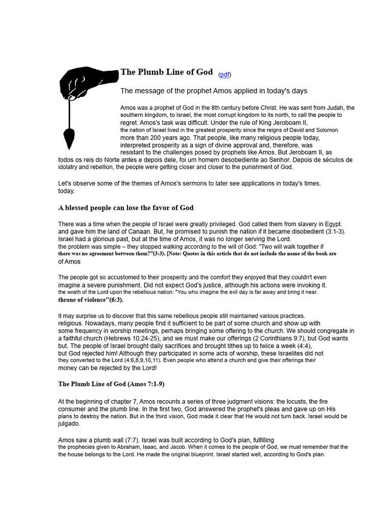 The Plumb Line of God | PDF | Jesus | God