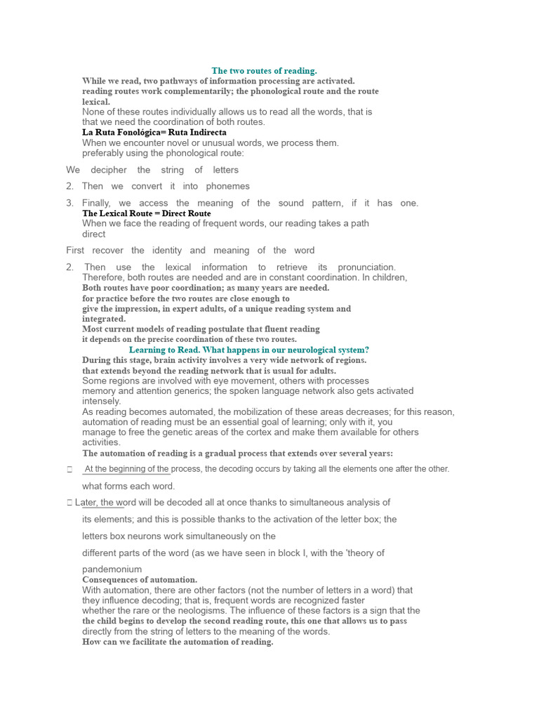 The Two Routes of Reading | PDF | Psycholinguistics | Psychology