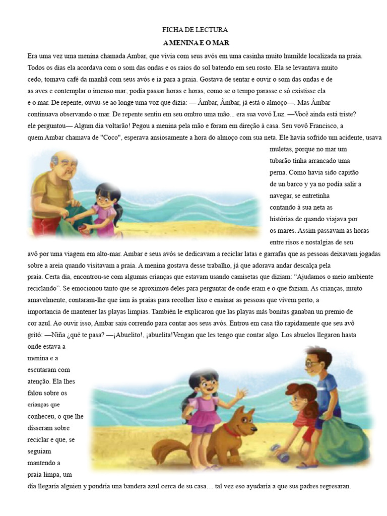 FICHA DE LEITURA A MENINA E O MAR | PDF