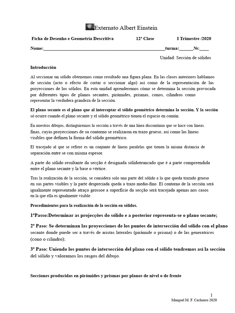 Ficha de DGD 12 Clase (Sección de Sólidos) | PDF | Elipse | Geometría ...