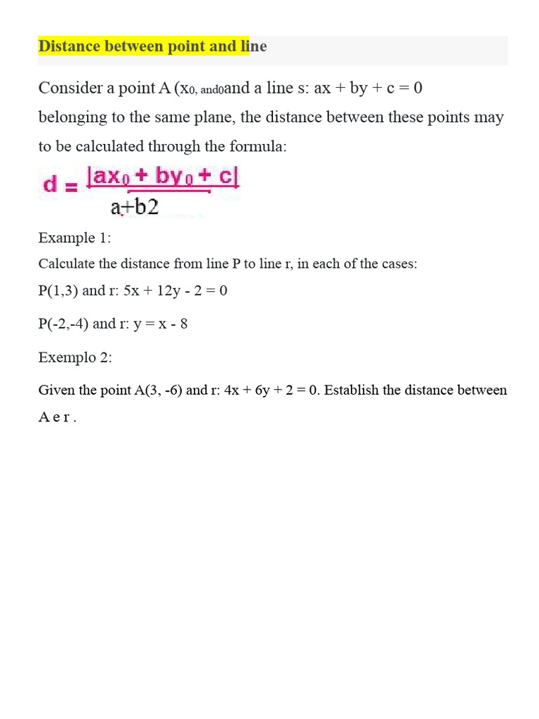 Distance between a point and a line | PDF