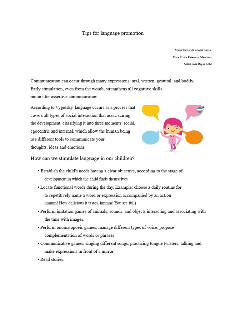Activity #2 Tips for Language Promotion | PDF | Vocabulary | Communication