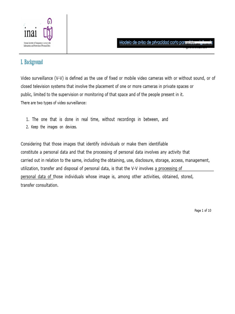 Short Privacy Notice Model for v-V | PDF | Privacy | Closed Circuit ...