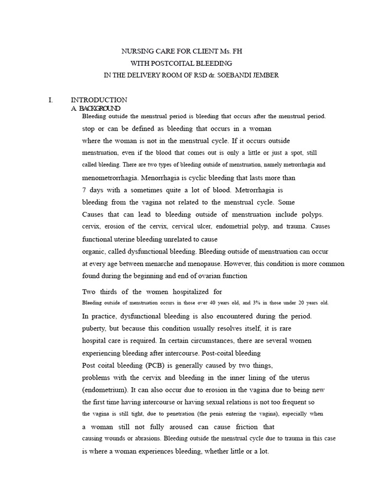 Postcoital Bleeding Assessment | PDF | Vagina | Menstruation