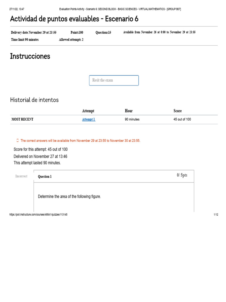 Evaluable points activity - Scenario 6_ SECOND BLOCK - BASIC SCIENCES ...