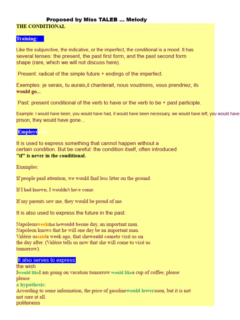 The Conditional Illustrated Course and Exercises | PDF | Linguistic ...
