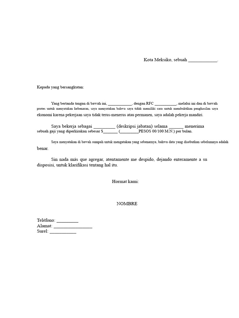 Surat Protes - Pendapatan (CONTOH) | PDF