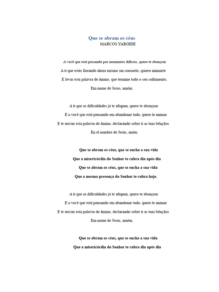 Marcos Yaroide Que os Céus Se Abram | PDF