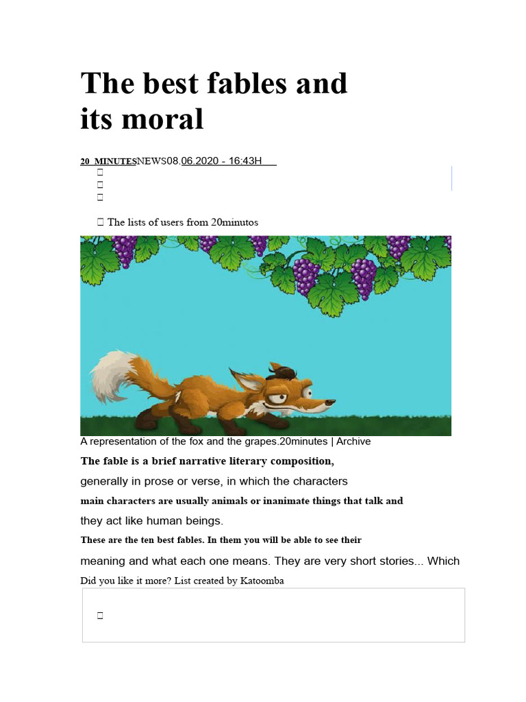The Best Fables and Their Moral | PDF | Fable | Apollo