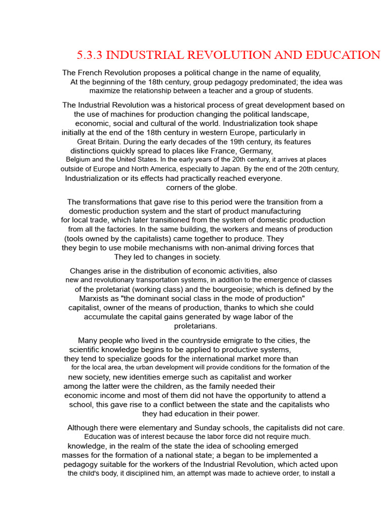 Impact of Industrial Revolution on Education | PDF | Industrial ...