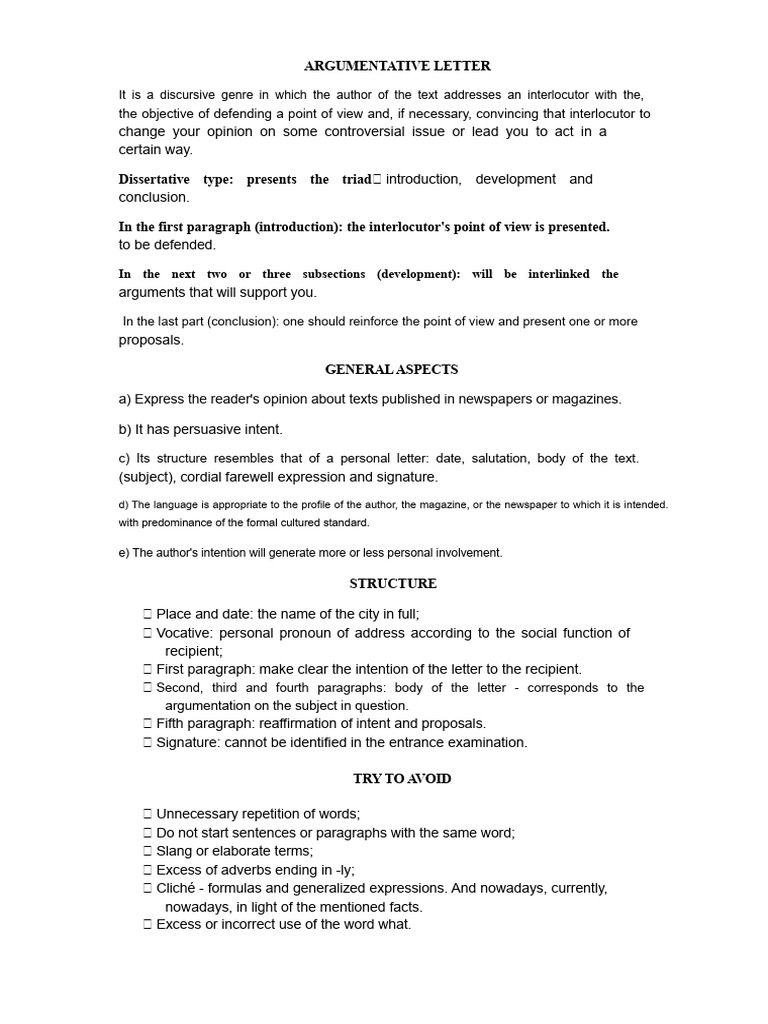 1. Argumentative Letter | PDF | Sneakers | Linguistics