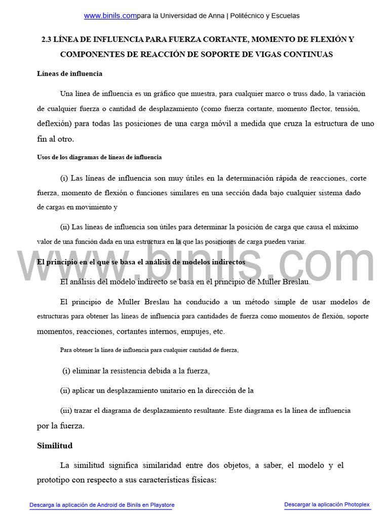 Líneas de Influencia en Vigas Continuas | PDF | Viga (Estructura ...