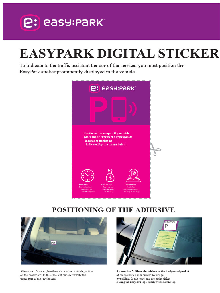 EasyPark Digital Sticker Placement Guide | PDF