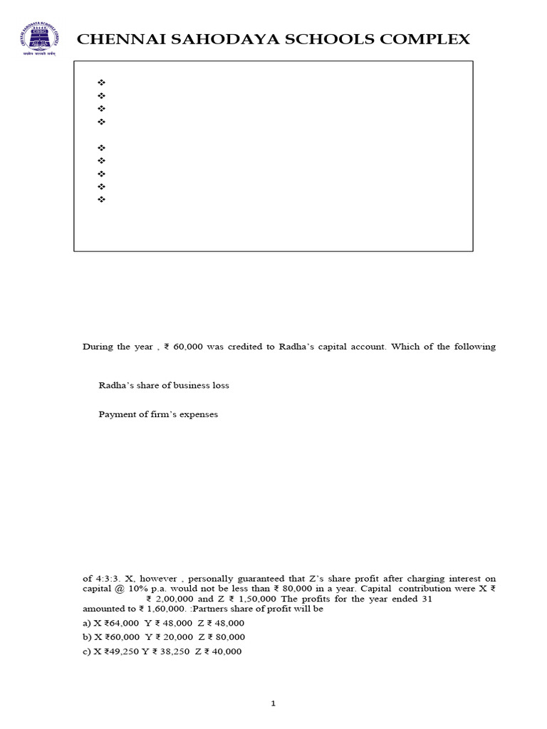Class 12 Accountancy Exam Paper Set 1 | PDF | Equity (Finance ...