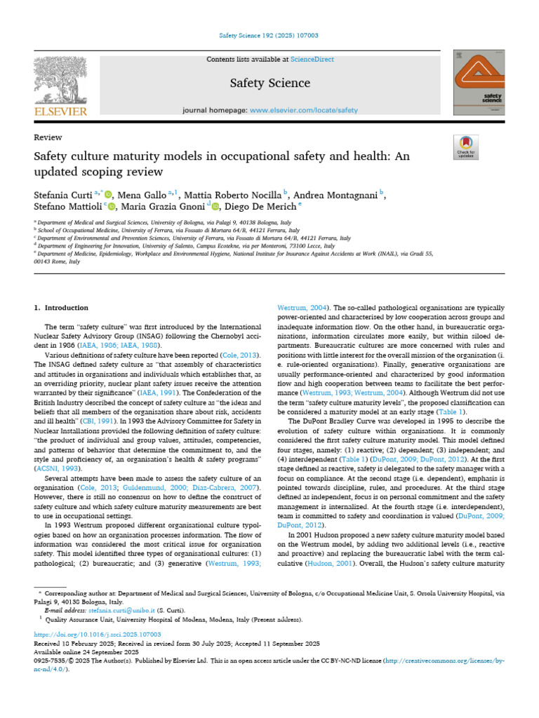 Safety Culture Maturity Models Review | PDF | Systematic Review