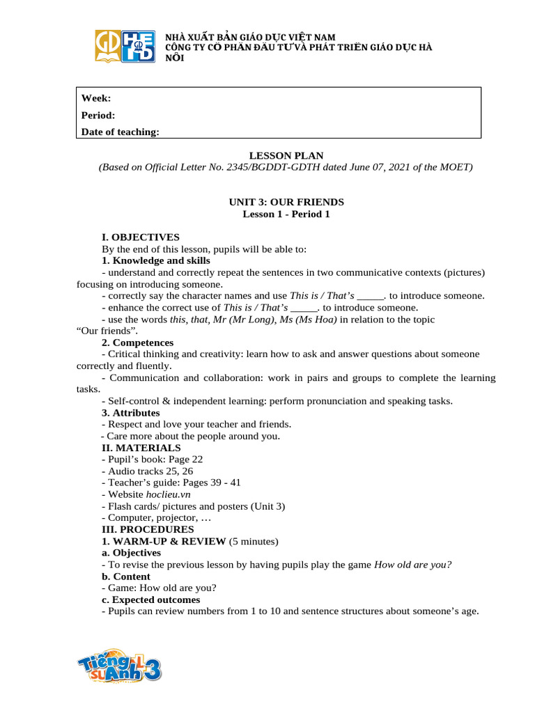 Unit 3 | PDF | Question | Lesson Plan