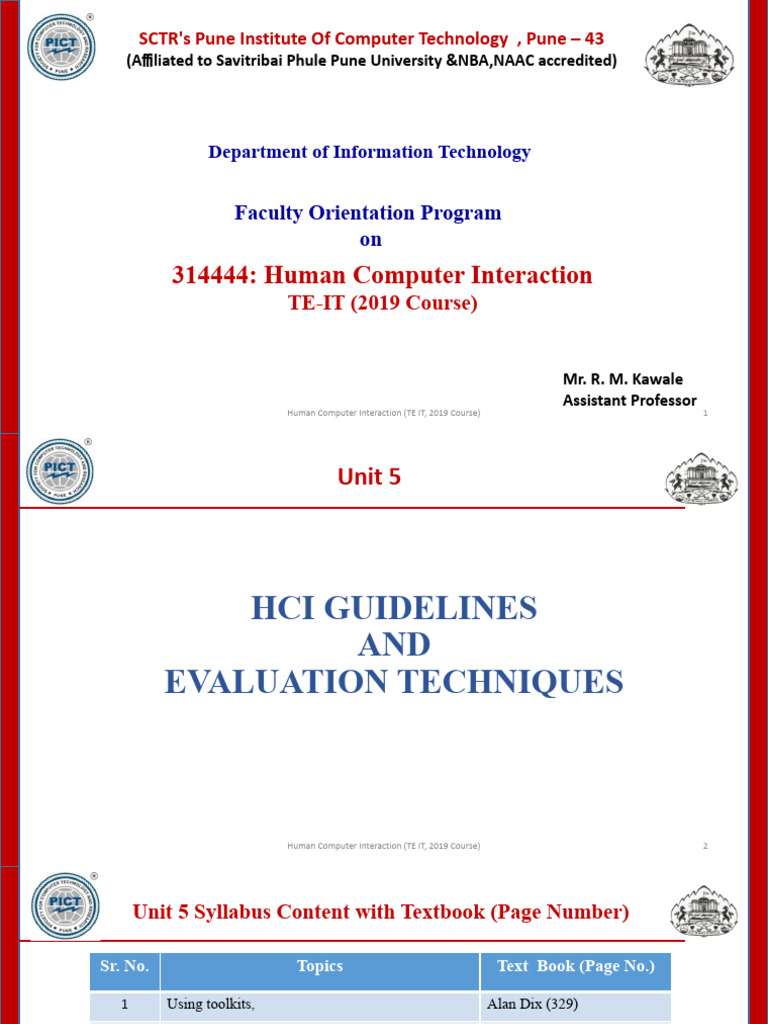 Hcil Fop Unit 5.Pptx | PDF | Usability | Human–Computer Interaction