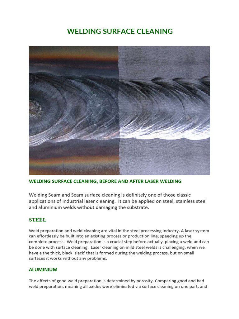 Laser Cleaning for Welding Surfaces | PDF | Welding | Construction