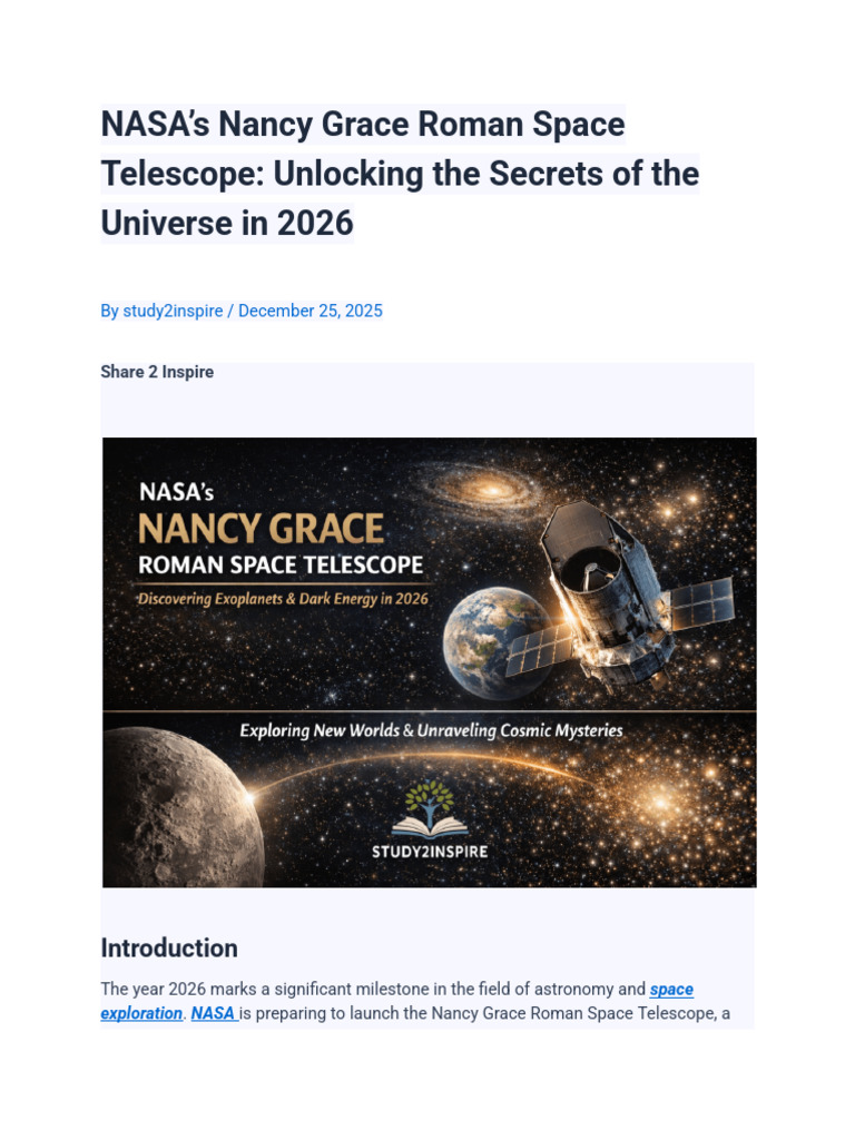 Untitled DocumentNASA's Nancy Grace Roman Space Telescope: Unlocking ...
