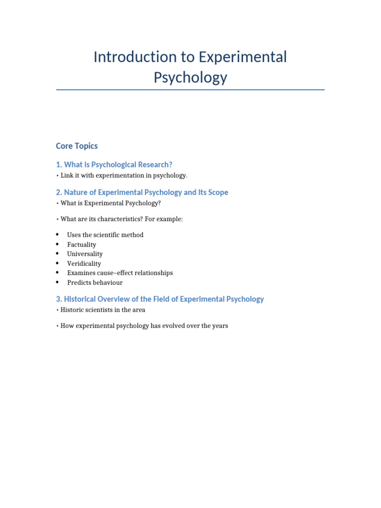 Overview of Experimental Psychology | PDF | Experiment | Experimental ...