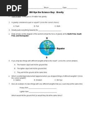 Bill Nye Worksheets Gravity