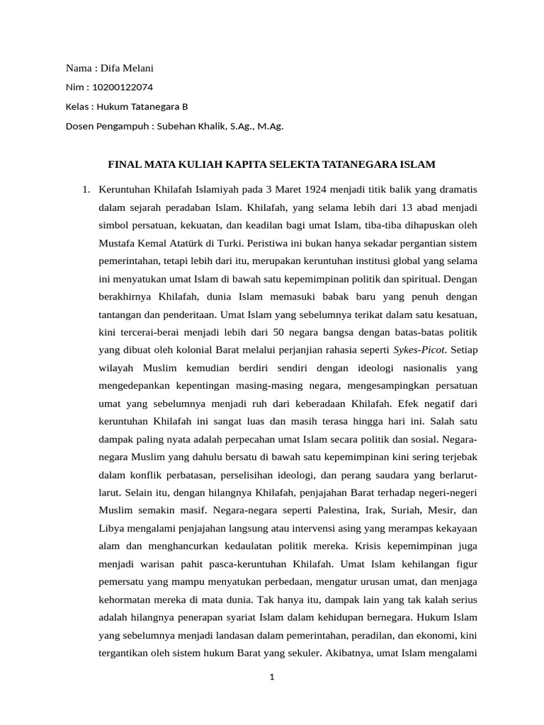 Final Kapita Selekta DIFA ME ANI | PDF