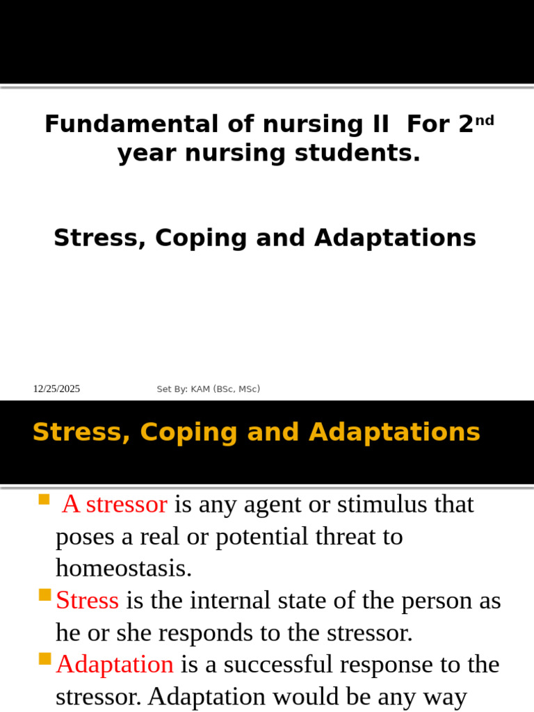 Stress, Coping and Adaptations | PDF | Stress (Biology) | Adrenal Gland