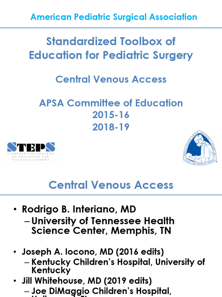 Pediatric Central Venous Access Guide | PDF | Vein | Medical Specialties