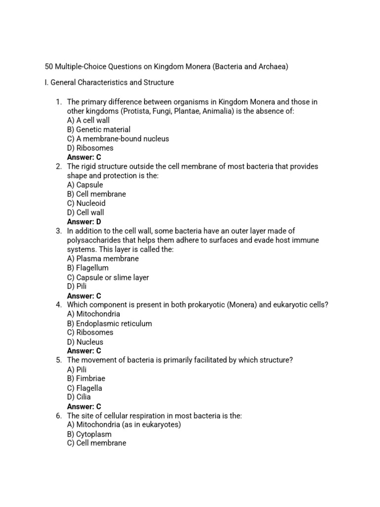 Kingdom Monera | PDF | Bacteria | Cell (Biology)