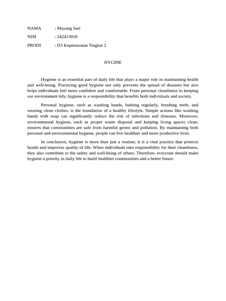 Hygine Paragraph | PDF