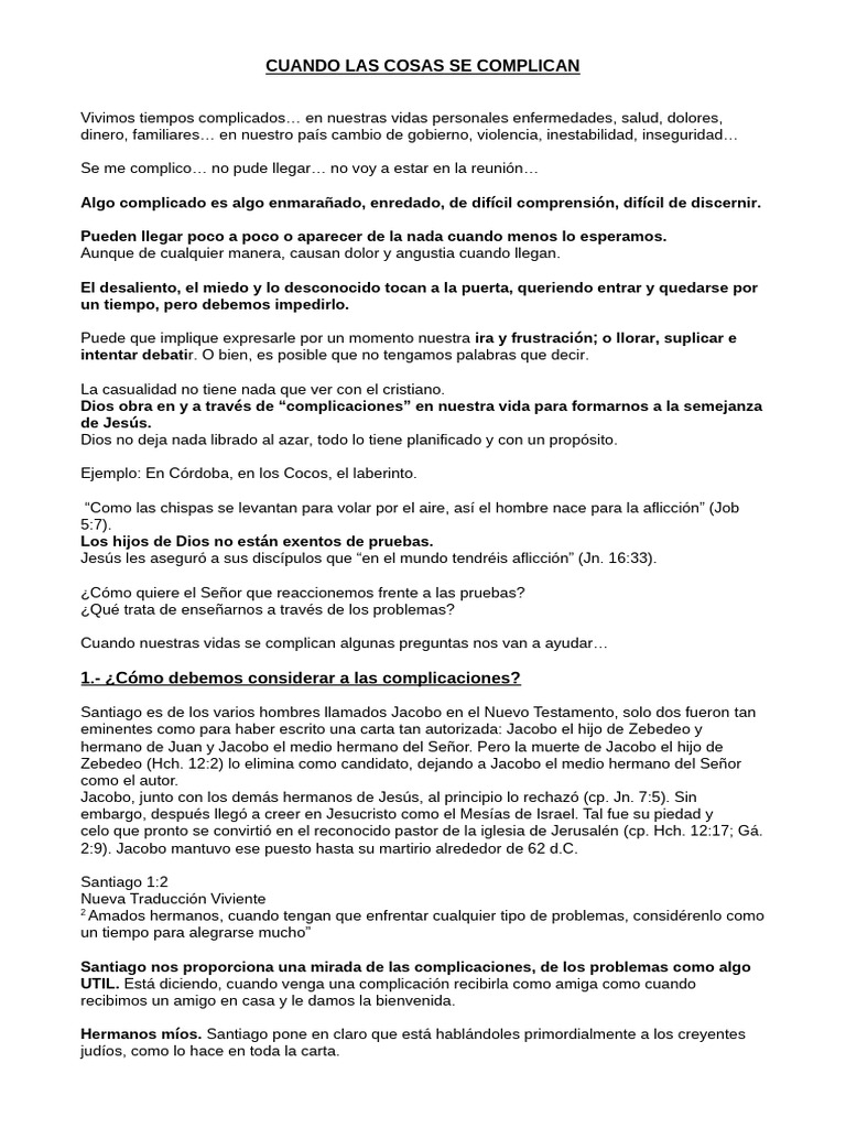 Cuando Las Cosas Se Complican 06 03 2024 Encuentro Oracion Iblp | PDF ...