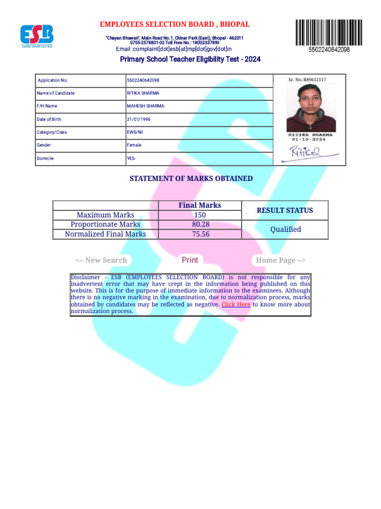 Employees Selection Board , Bhopal | PDF
