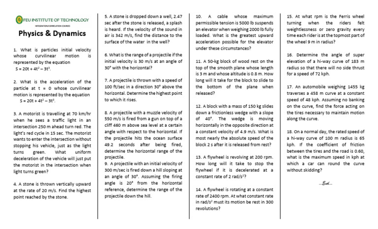 2. Math (Physics & Dynamics) | PDF | Acceleration | Velocity