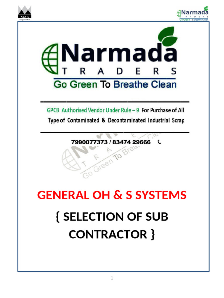 04 Selection of Sub Contractors | PDF | Occupational Safety And Health ...