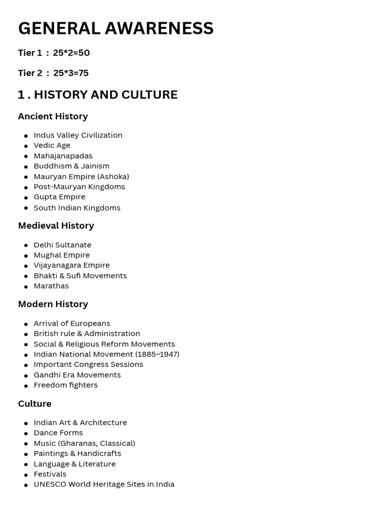 General Awareness Syllabus | PDF | Macroeconomics | Economies