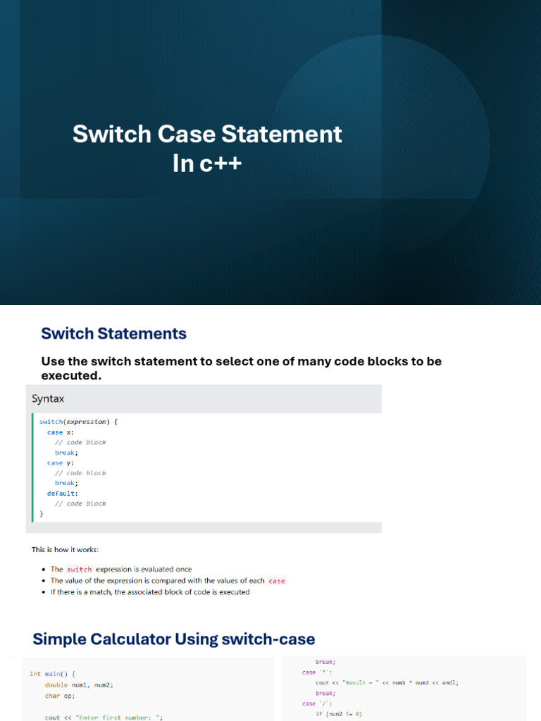 7 - Switch Case Statement | PDF