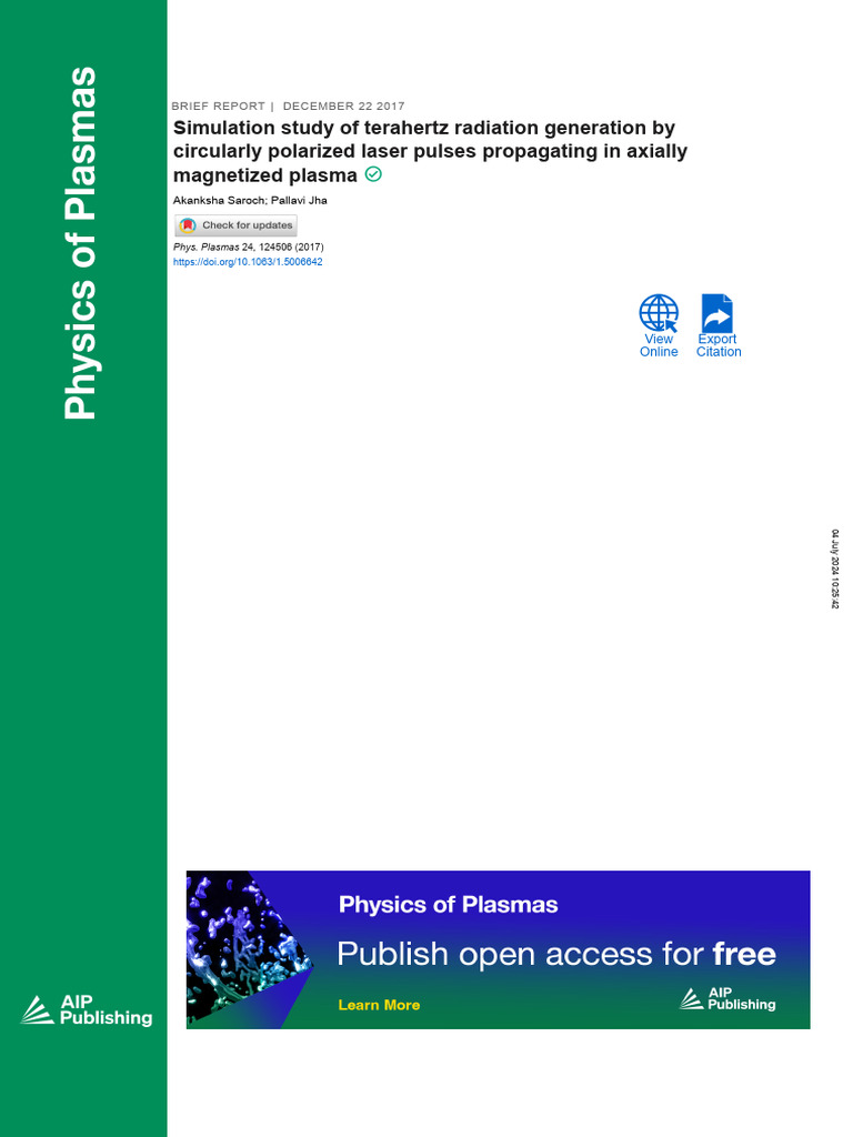 42. Simulation Study of Terahertz Radiation Generation by Circularly ...