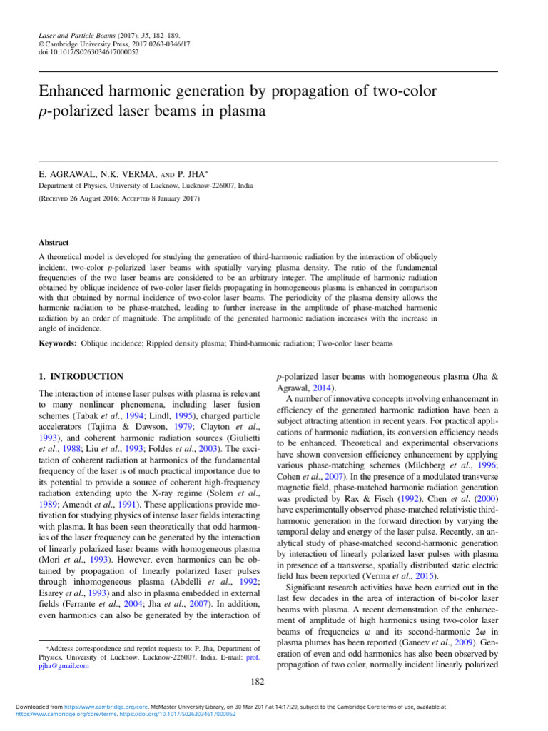 Enhanced Third-Harmonic Generation in Plasma | PDF | Nonlinear Optics ...