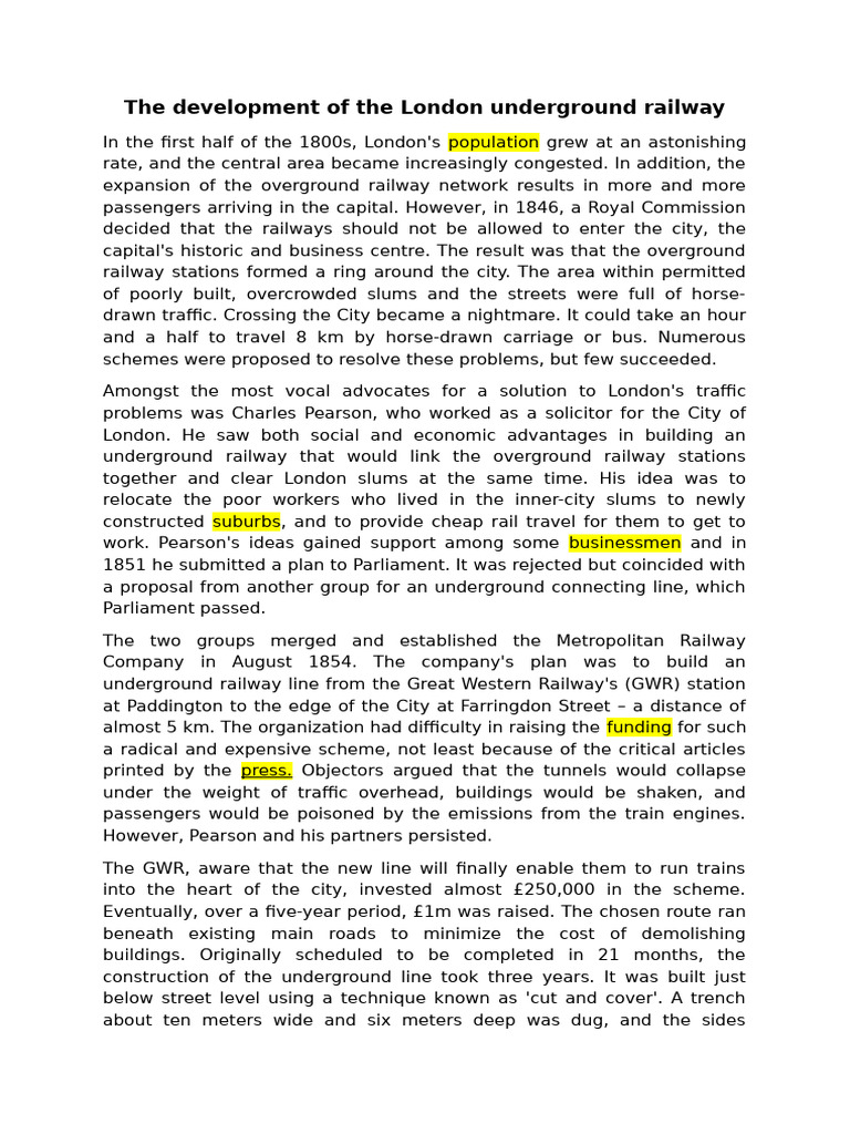 The Development of the London Underground Railway (2) | PDF | Tunnel ...