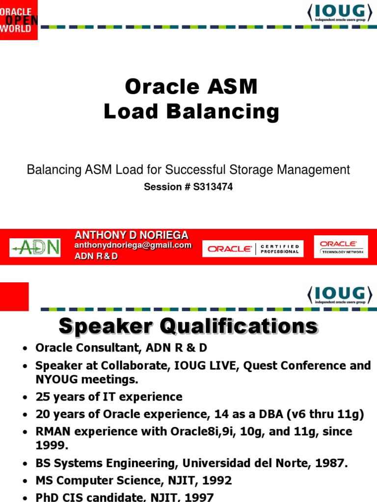 Oracle ASM Load Balancing - Anthony Noriega | Download Free PDF | Oracle Database | Databases